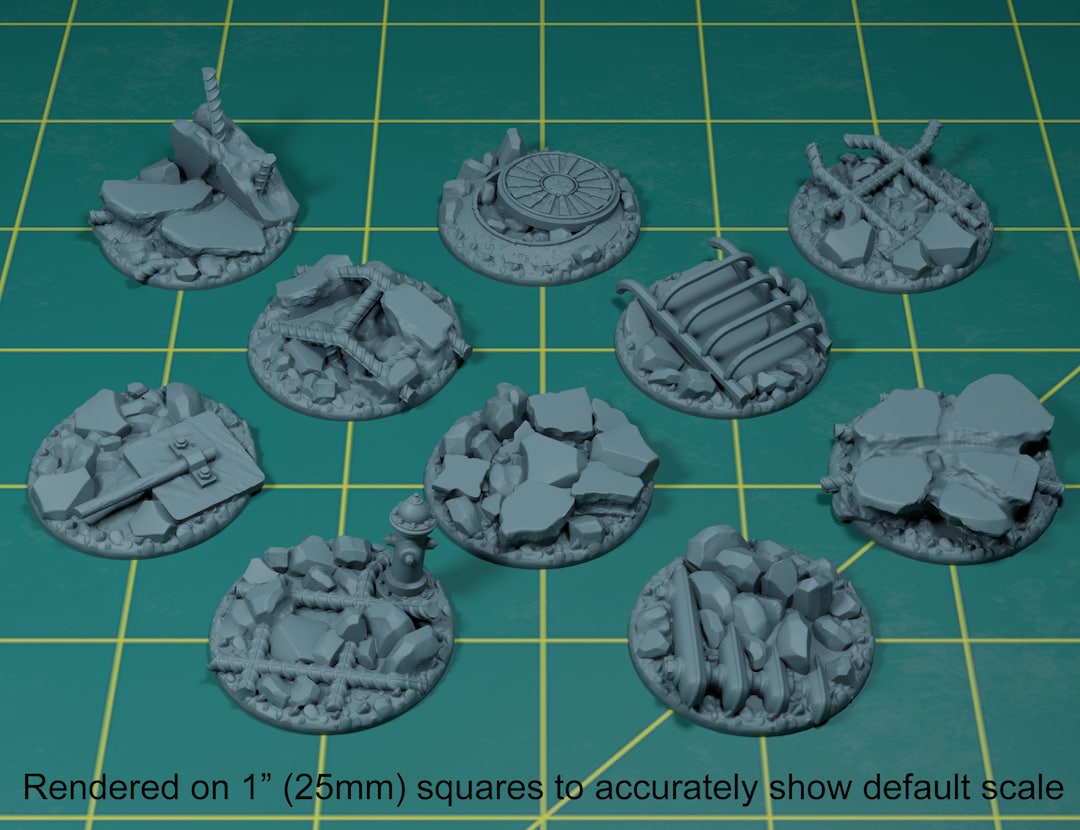 32mm Destroyed City Base Toppers set of 10 Sculpts by Zabavka Workshop ...