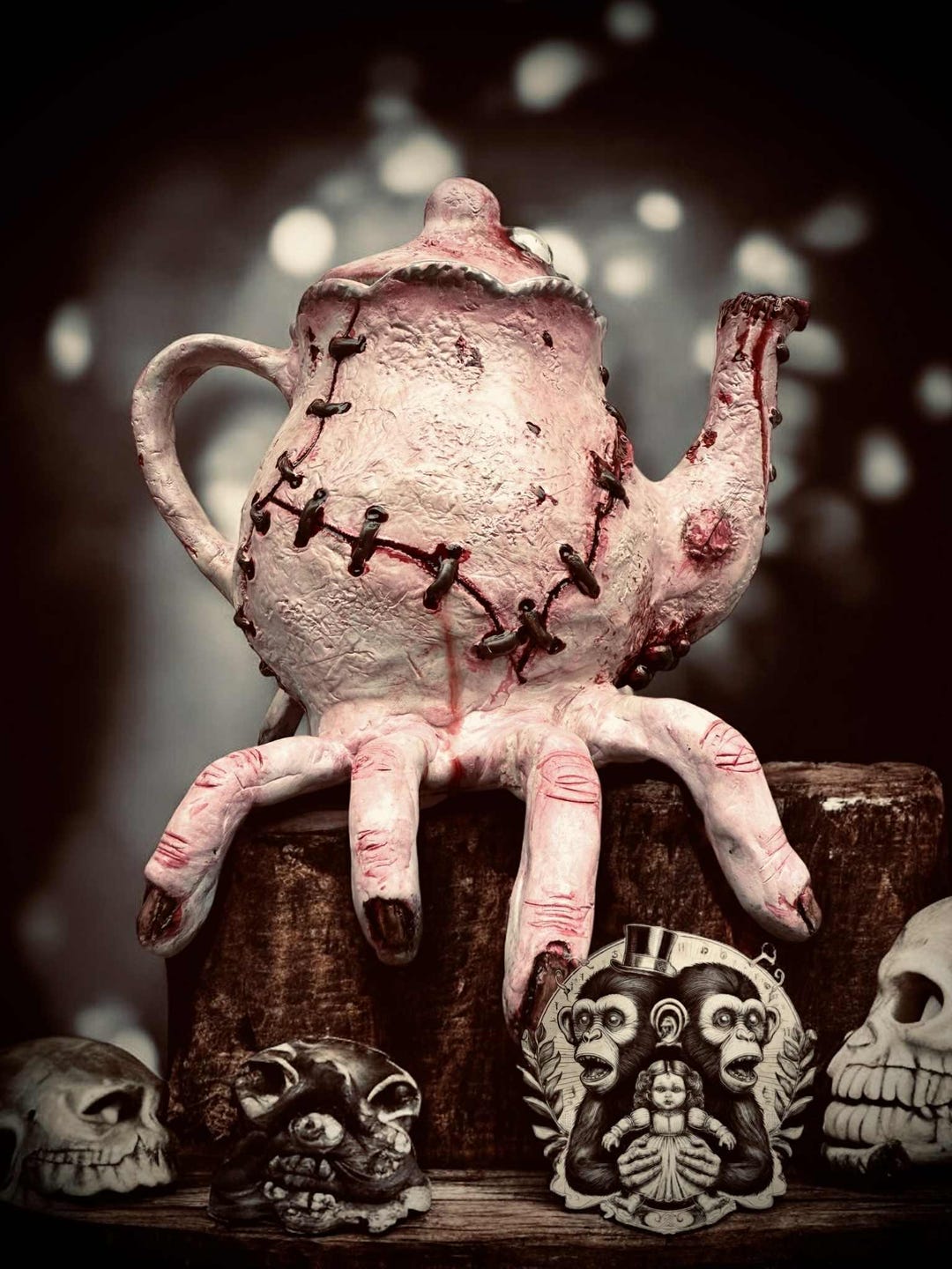 Spooky Clay Art Teapot Gothic Creepy One-of-a-kind Hand Made Witchy ...