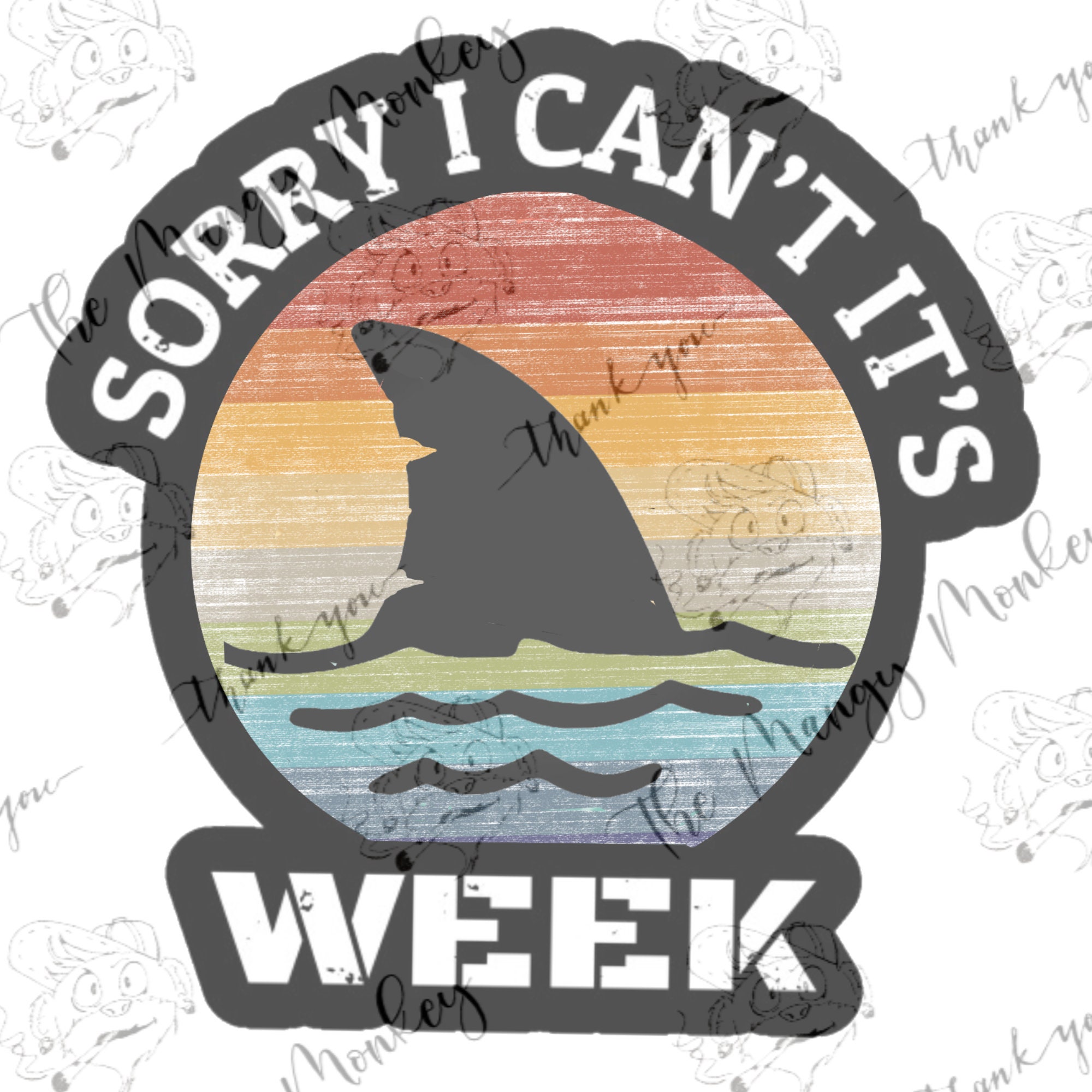 Sorry I Can't It's Shark Week Fin Digital Art Shirt - Etsy