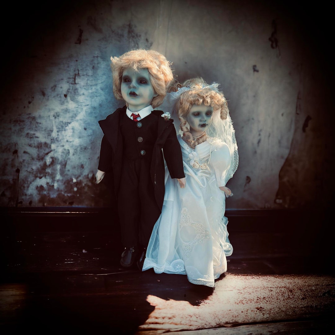 Meet Bobby and Jackie 18" Wedding Groom Bride Haunted Ghostly Porcelain ...