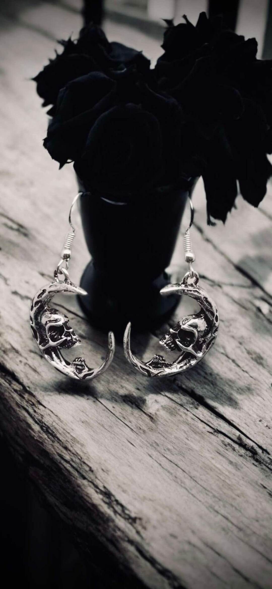 Half Moon Skull Face Crescent Skeleton Full Body Retro Skull Dangle ...