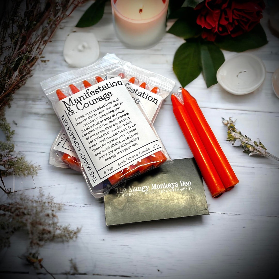 4 PK Manifestation, Courage Spell Orange Candles 4" Chime Candles ...