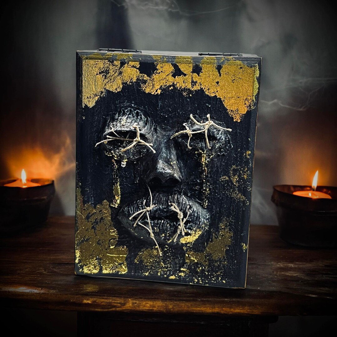 Quite One Witch Wooden Box Trinket Oddity Box Clay Sculpture Curiosity ...