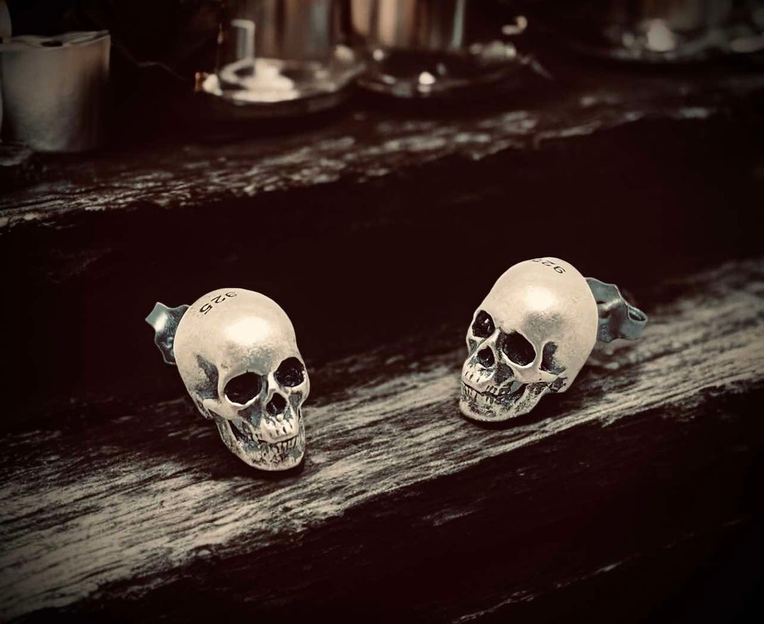 Sterling Silver Gothic Skull Stud Earrings Post Halloween Gift Ideas ...
