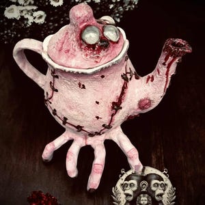 Spooky Clay Art Teapot Gothic Creepy One-of-a-kind Hand Made Witchy ...
