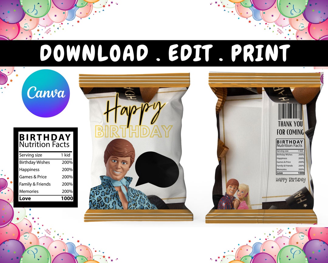 Cute Chipsbag Chip Bag Party Birthday - Etsy