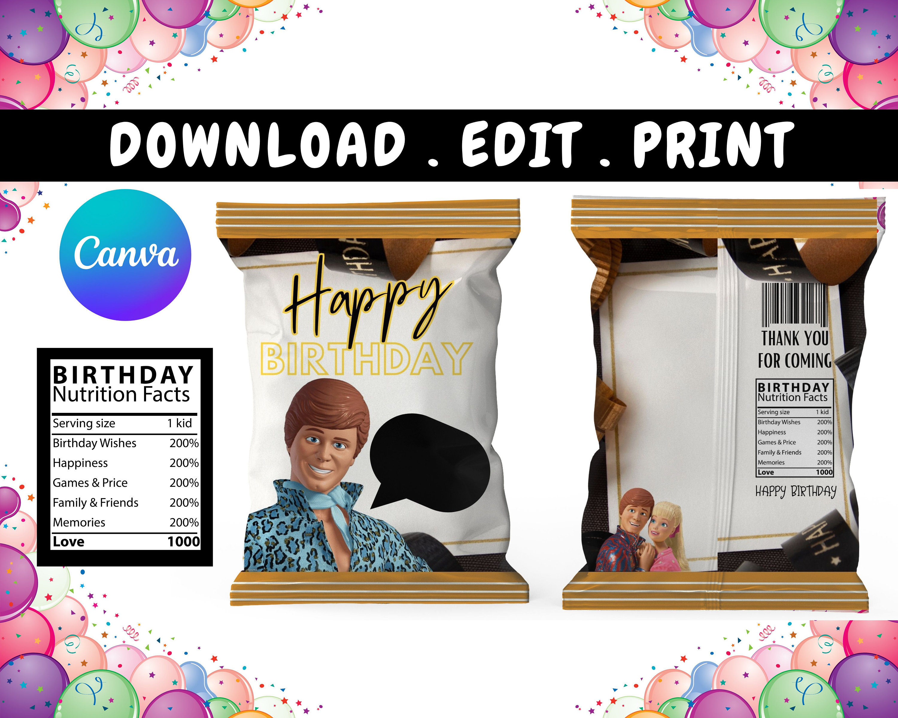 Cute Chipsbag Chip Bag Party Birthday - Etsy