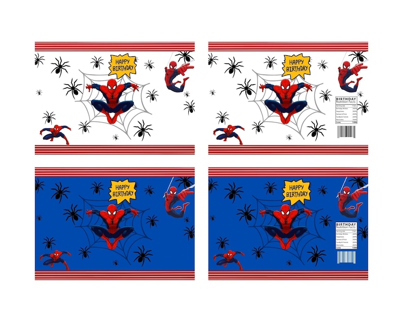 SPIDERMAN Chip Bag Template Wrapper , Party Chipsbag Can Printable ...