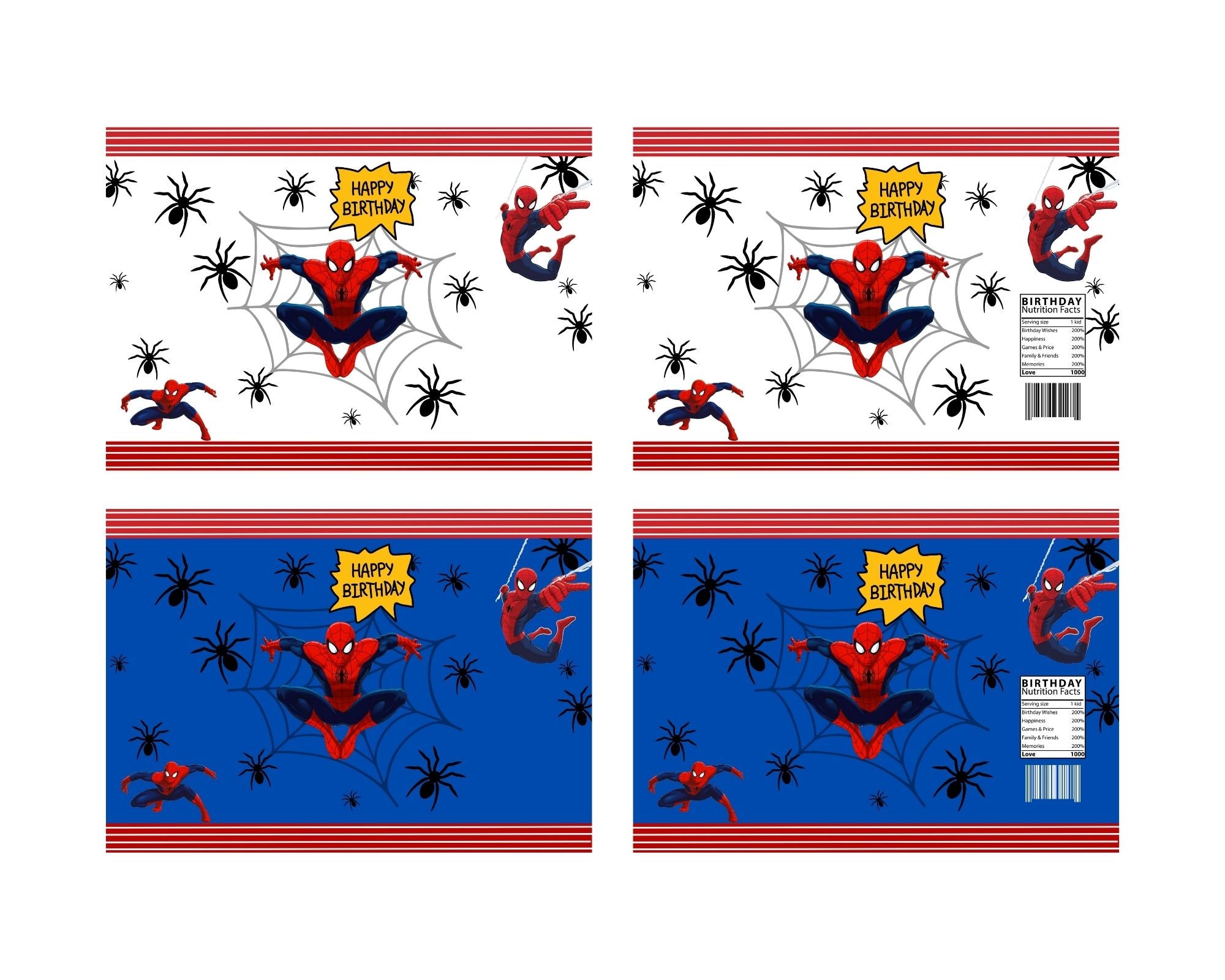 SPIDERMAN Chip Bag Template Wrapper , Party Chipsbag Can Printable ...