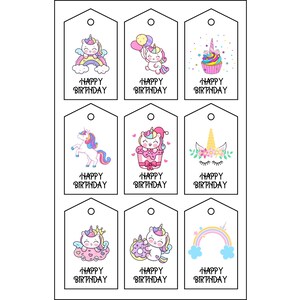 Birthday Tag Unicorn Ready to Print Instant Download Pdf - Etsy