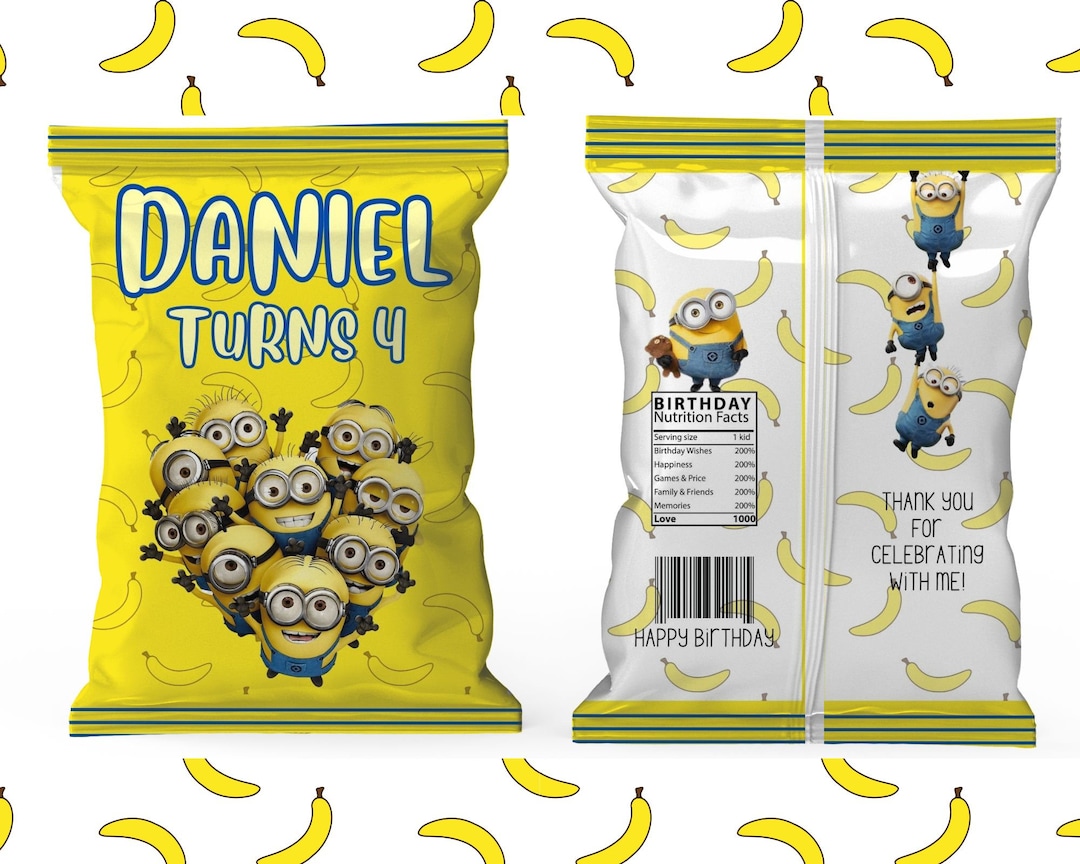 Minions Chip Bag Label, Minions Chip Bag, Minions Birthday, Editable ...