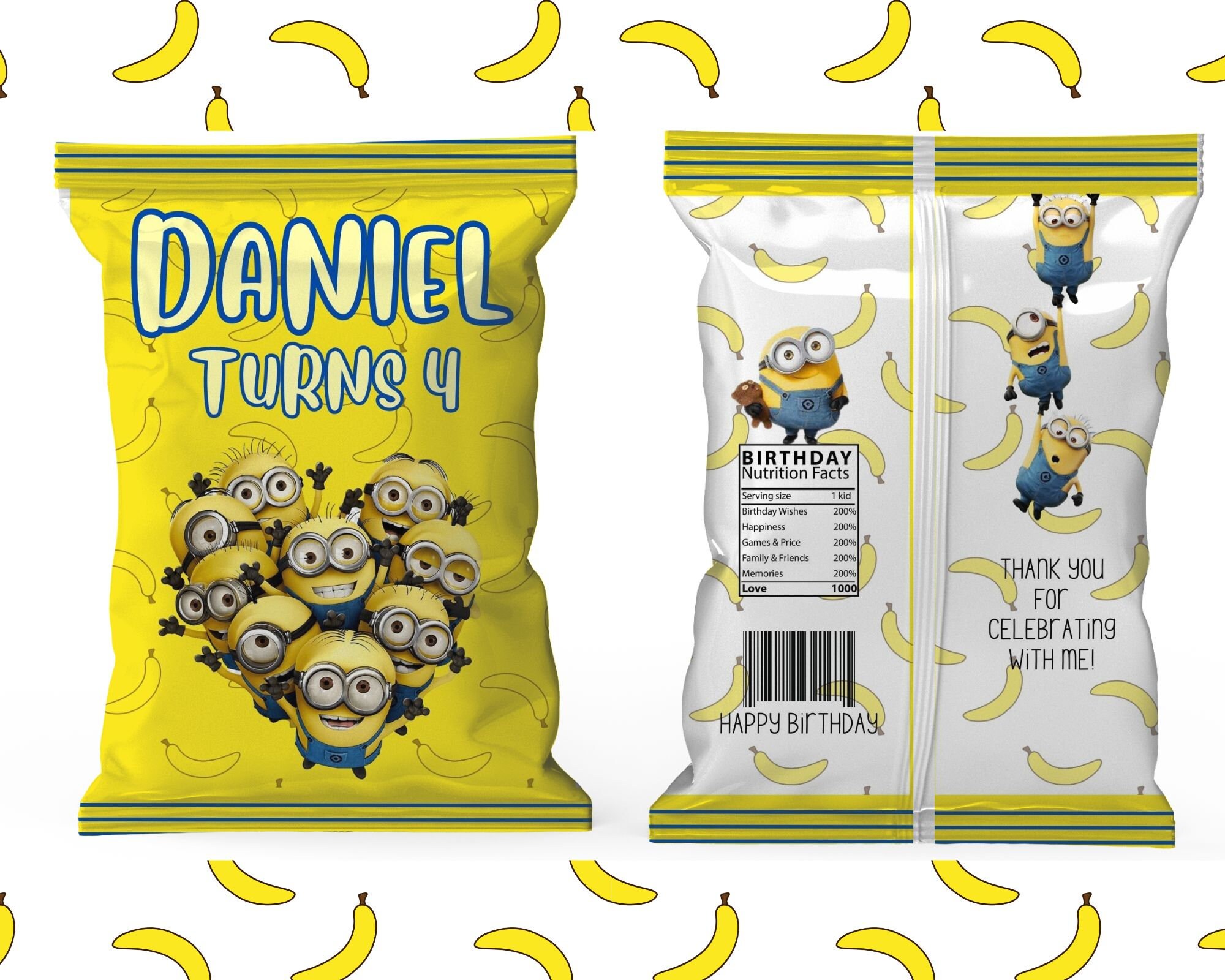 Minions Chip Bag Label, Minions Chip Bag, Minions Birthday, Editable ...