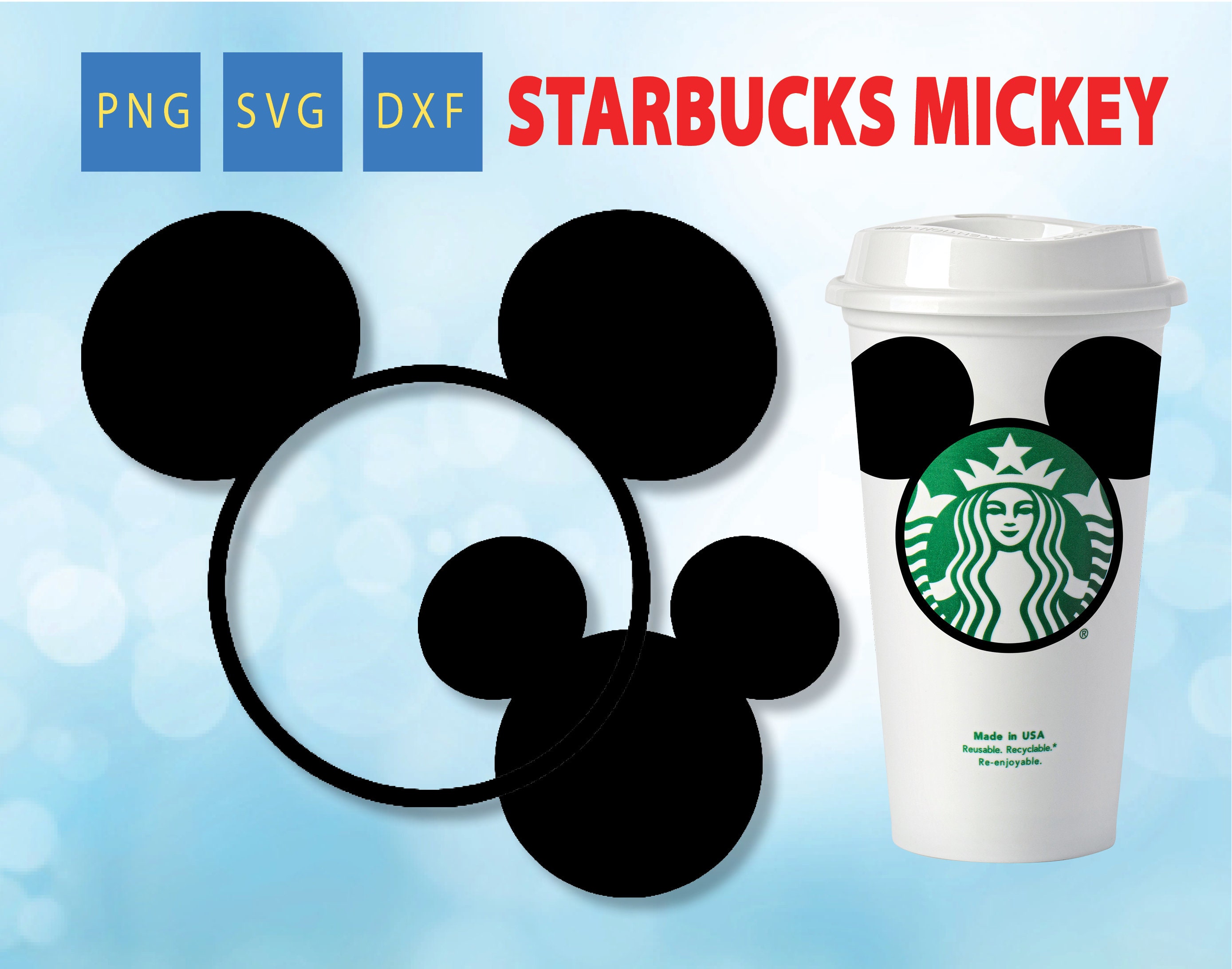Mickey Svg , Micke Mouse , Svg ,ears for Cold Cup, Silhouette Cricut ...