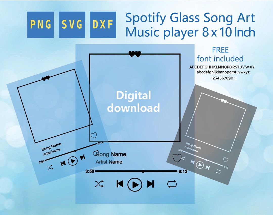 Spotify Glass Song Art Music 8*10 Inch Digital Cut Files DXF SVG PNG - Etsy