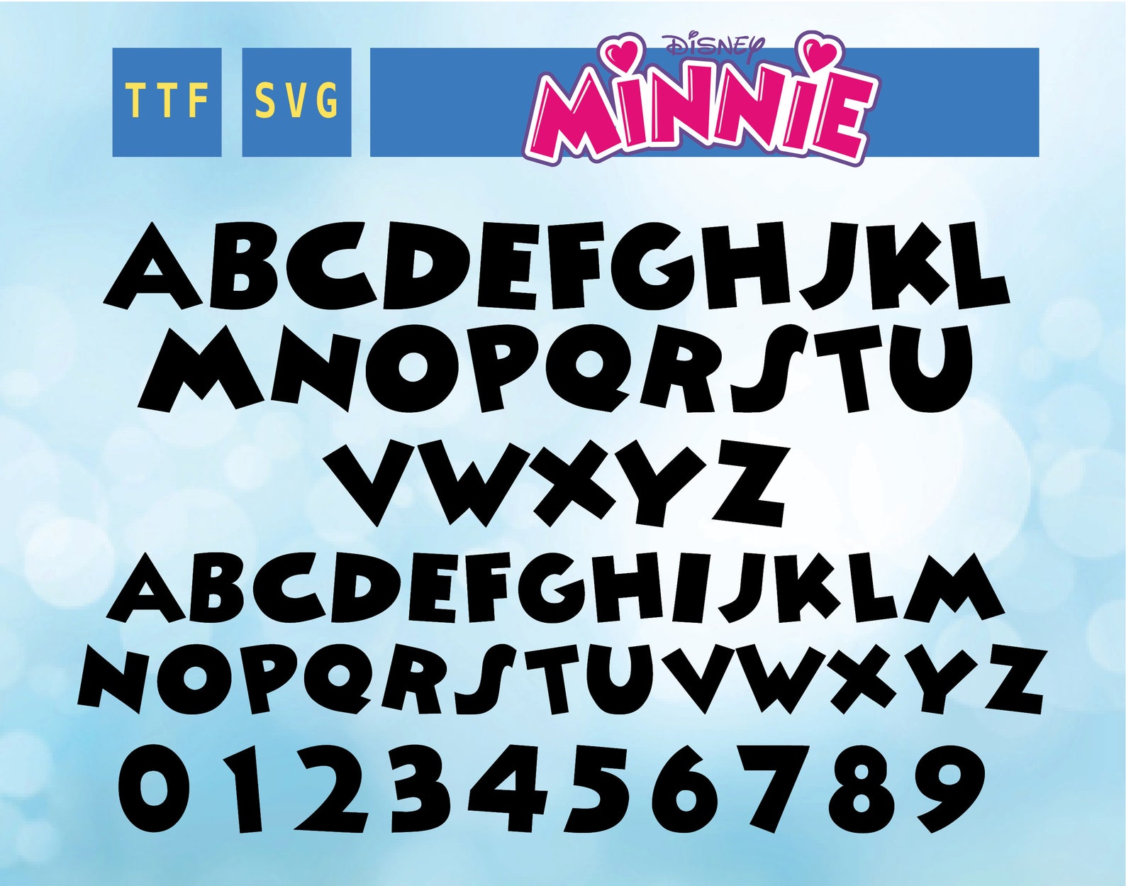 Minnie Svg CRICUT-CLIPART FILE digital alphabet font svg for | Etsy