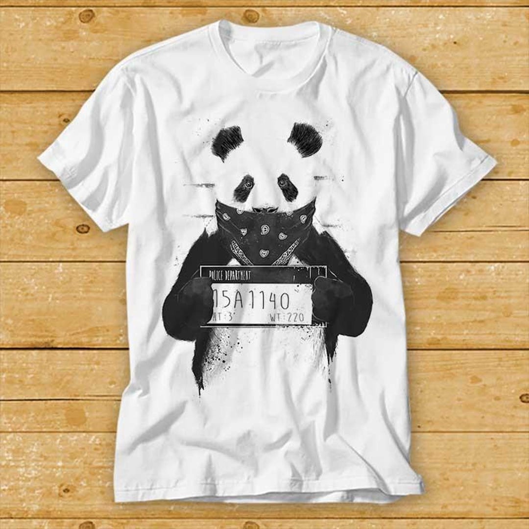 Gangsta Panda Bear Prison Mugshot T Shirt Cool Gift Funny Style Design ...