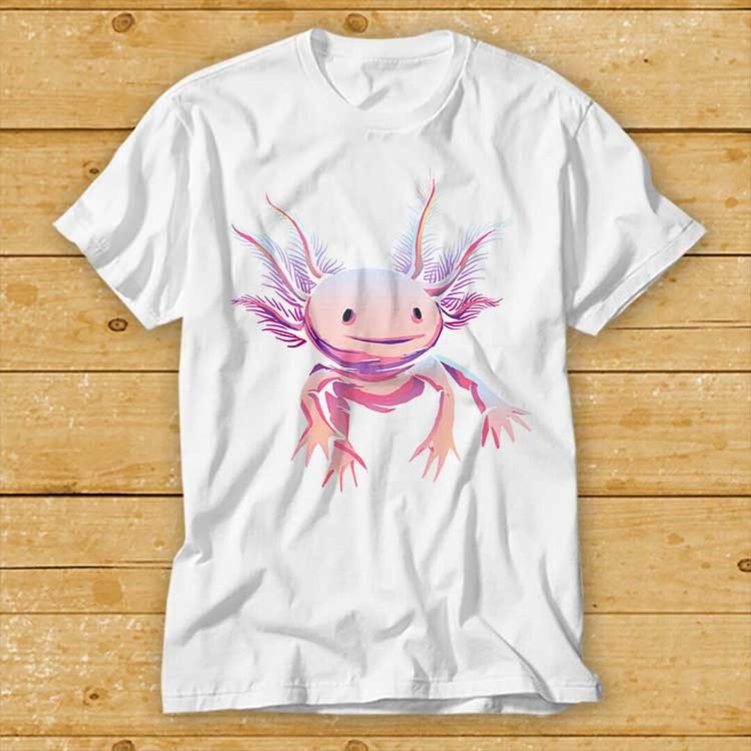 Axolotl Smile Cute T Shirt Music Funny Movie Cool Meme Gift Top Tee ...