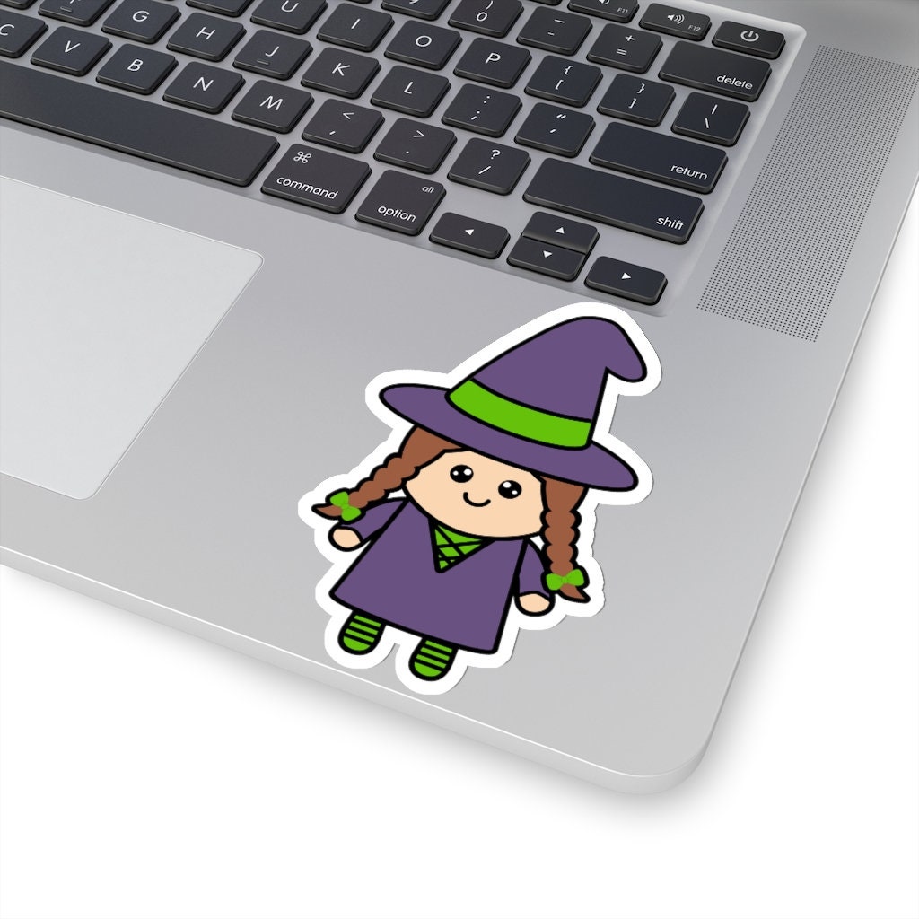 Purple & Green Witch With Brown Hair Sticker - Etsy