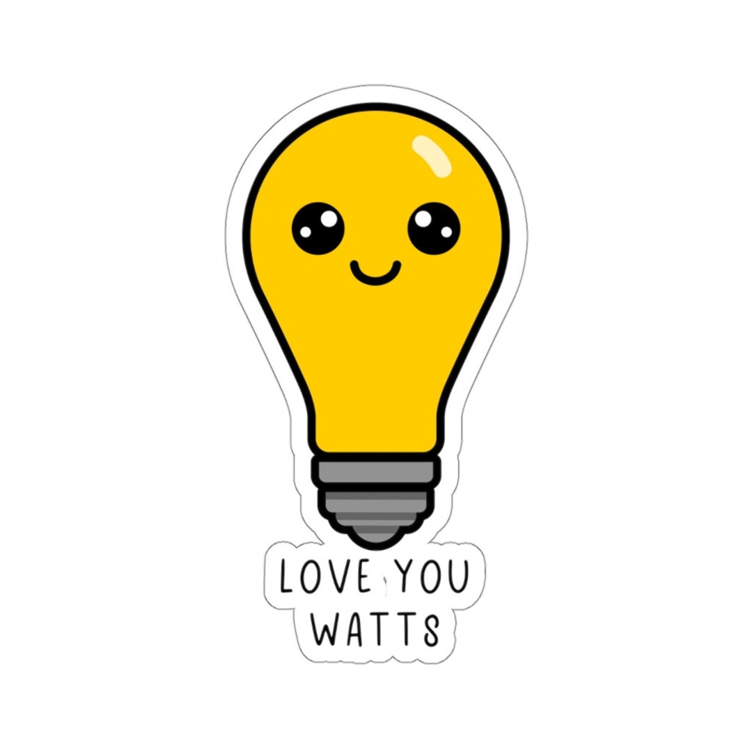 Love You Watts Lightbulb Sticker - Etsy