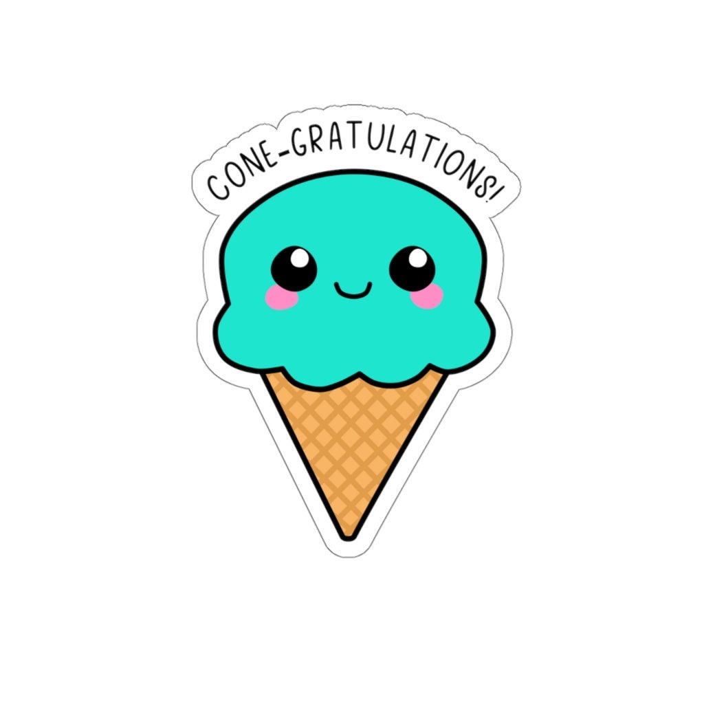 Cone-gratulations Ice Cream Sticker - Etsy