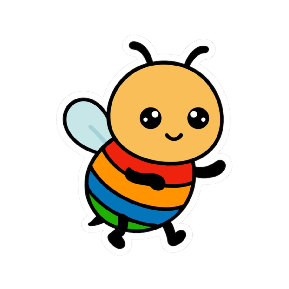 Rainbow Bee Sticker - Etsy