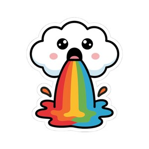 Cloud Rainbow Barf Sticker - Etsy