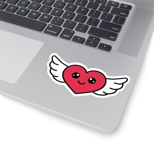 Red Heart With Wings Sticker - Etsy