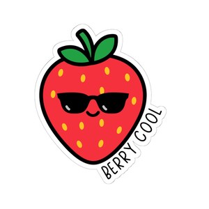 Berry Cool Strawberry Sticker - Etsy