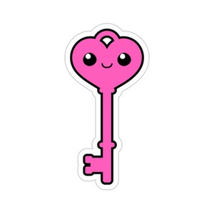 Pink Heart Key Sticker - Etsy