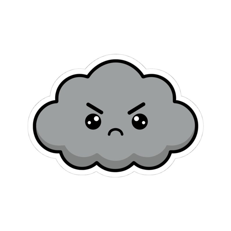 Grey Angry Cloud Sticker - Etsy