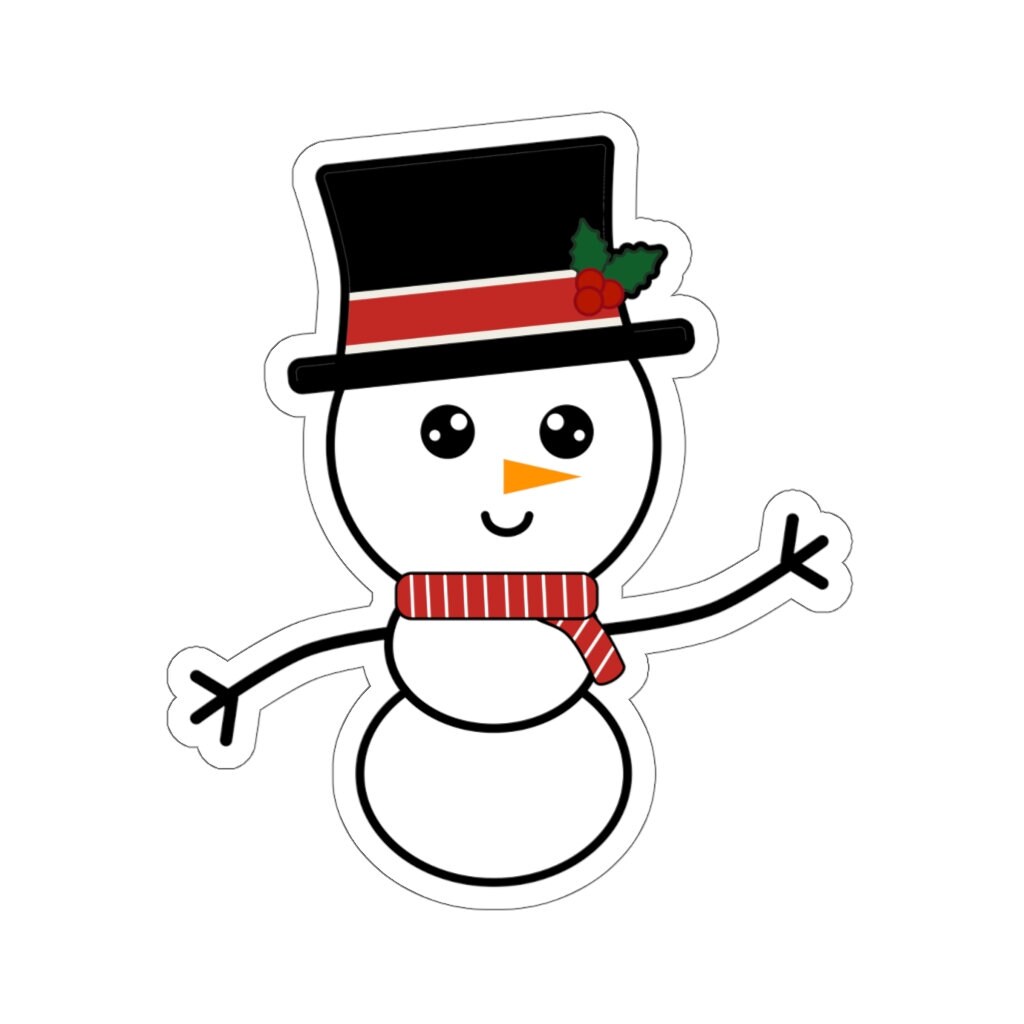 Snowman With Top Hat Sticker - Etsy