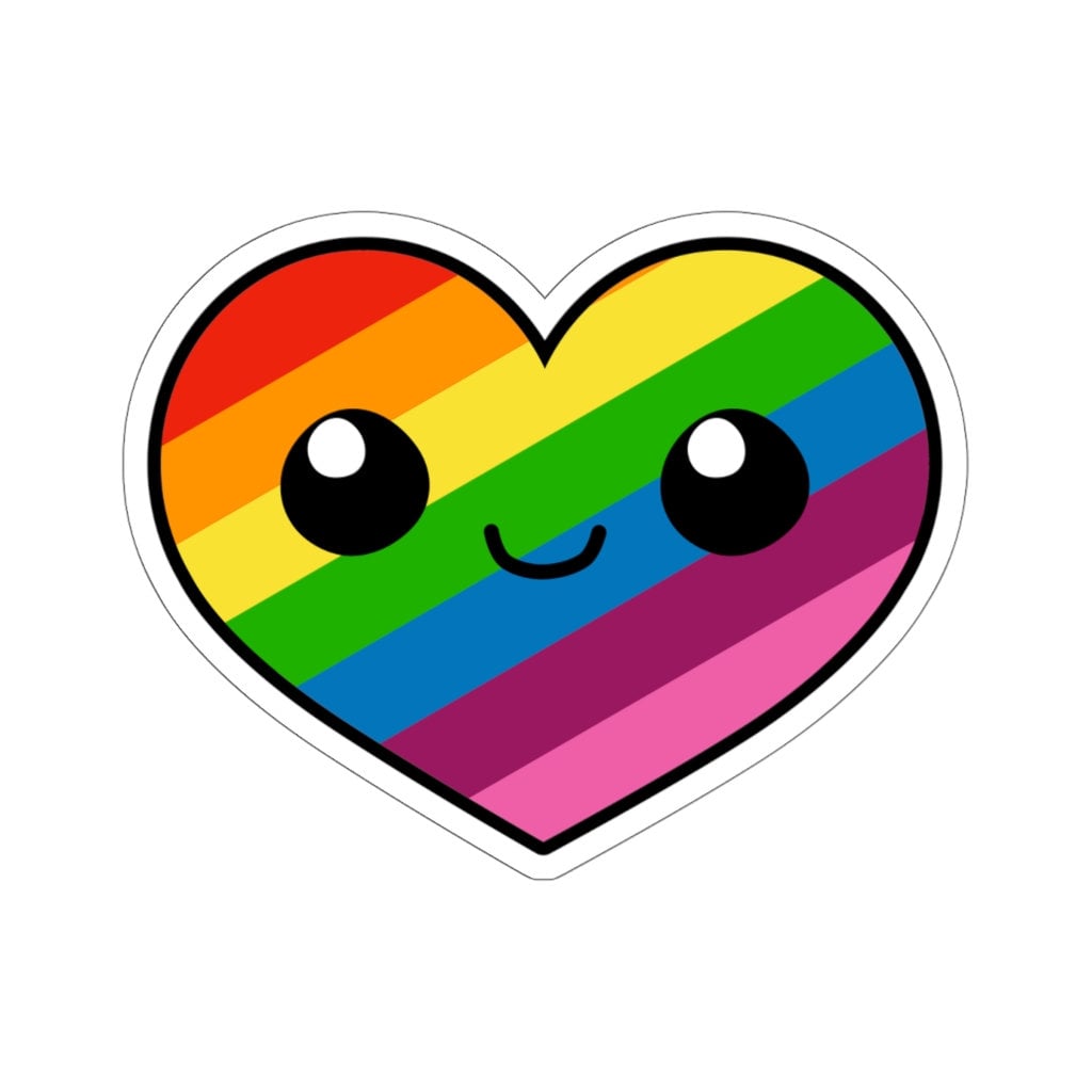 Rainbow Heart Sticker - Etsy