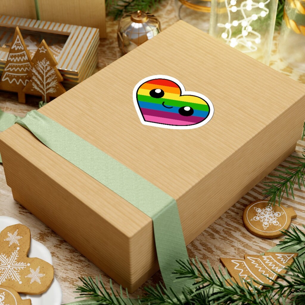 Rainbow Heart Sticker - Etsy
