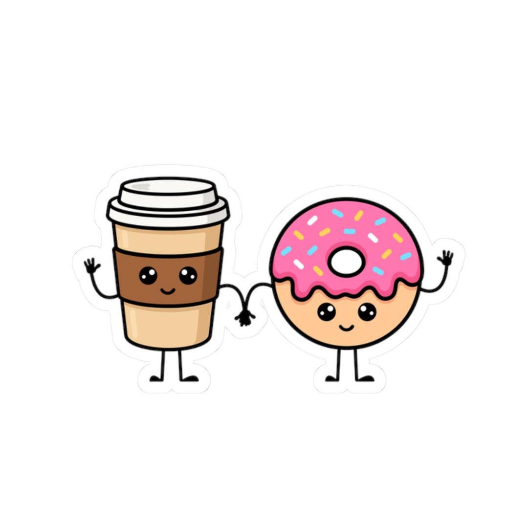 Coffee & Donut Sticker - Etsy