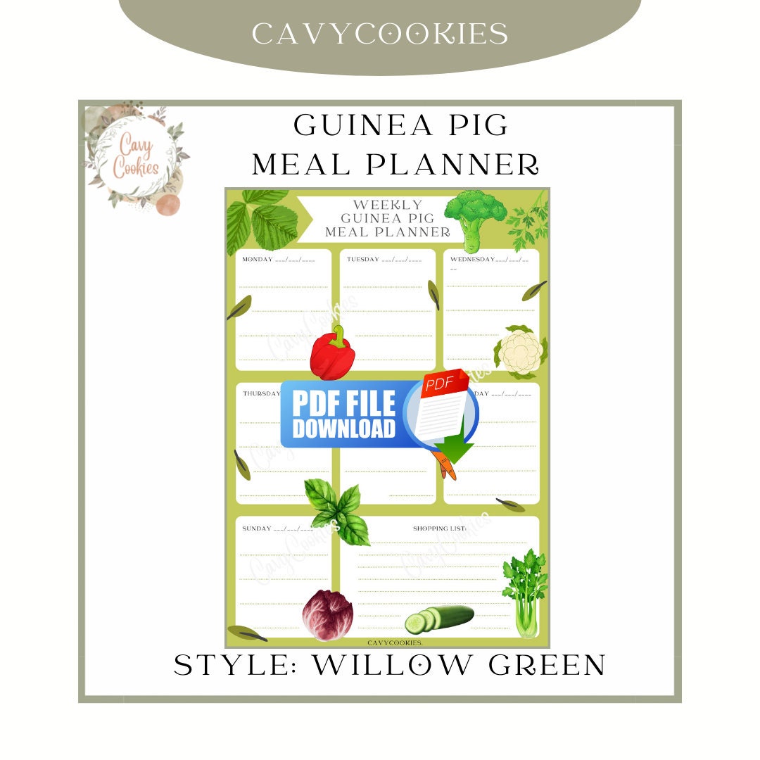 Guinea Pig Weekly Meal Planner, Guinea Pig Planner, Guinea Pig Feeding ...