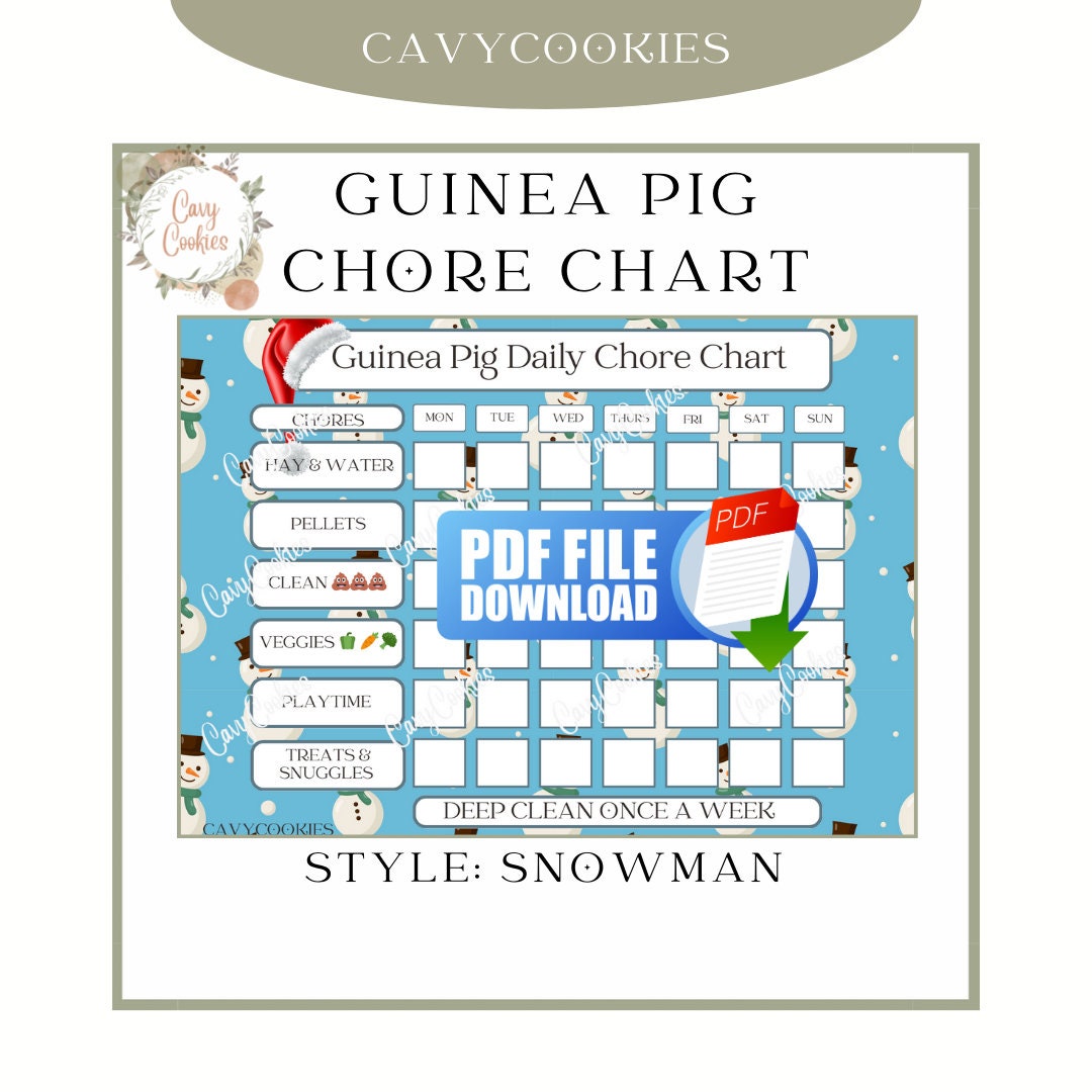 Christmas Guinea Pig Chores Chart, Guinea Pig Daily Weekly Checklist ...