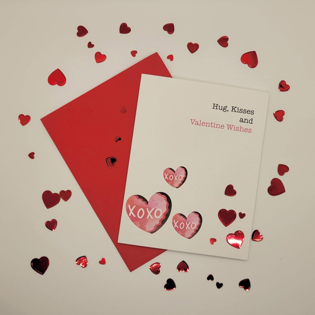 Hug, Kisses and Valentine Wishes Card - Etsy