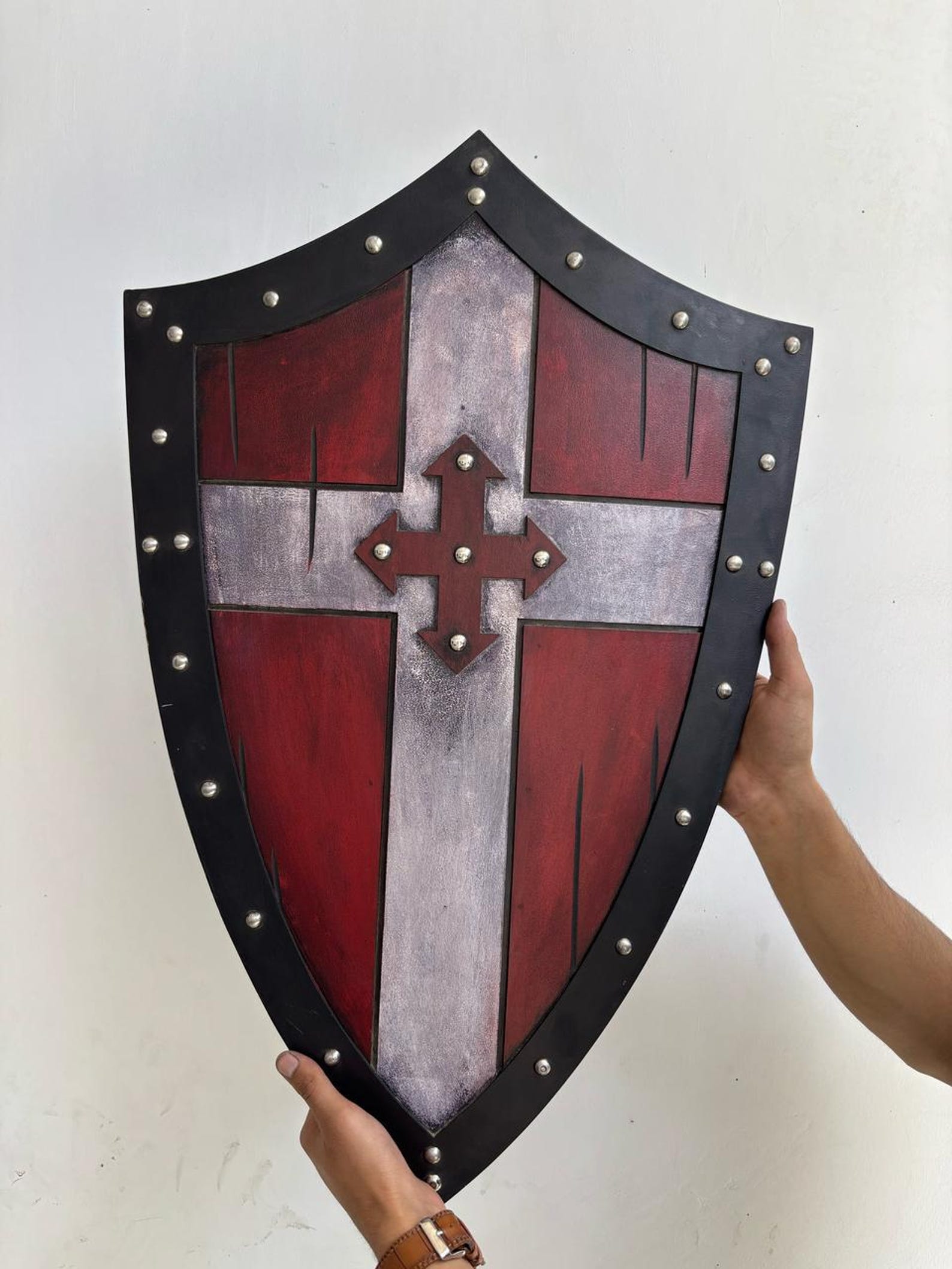 Medieval Handmade Wooden Templar Shield – Heater Cross Shield 24" - Etsy