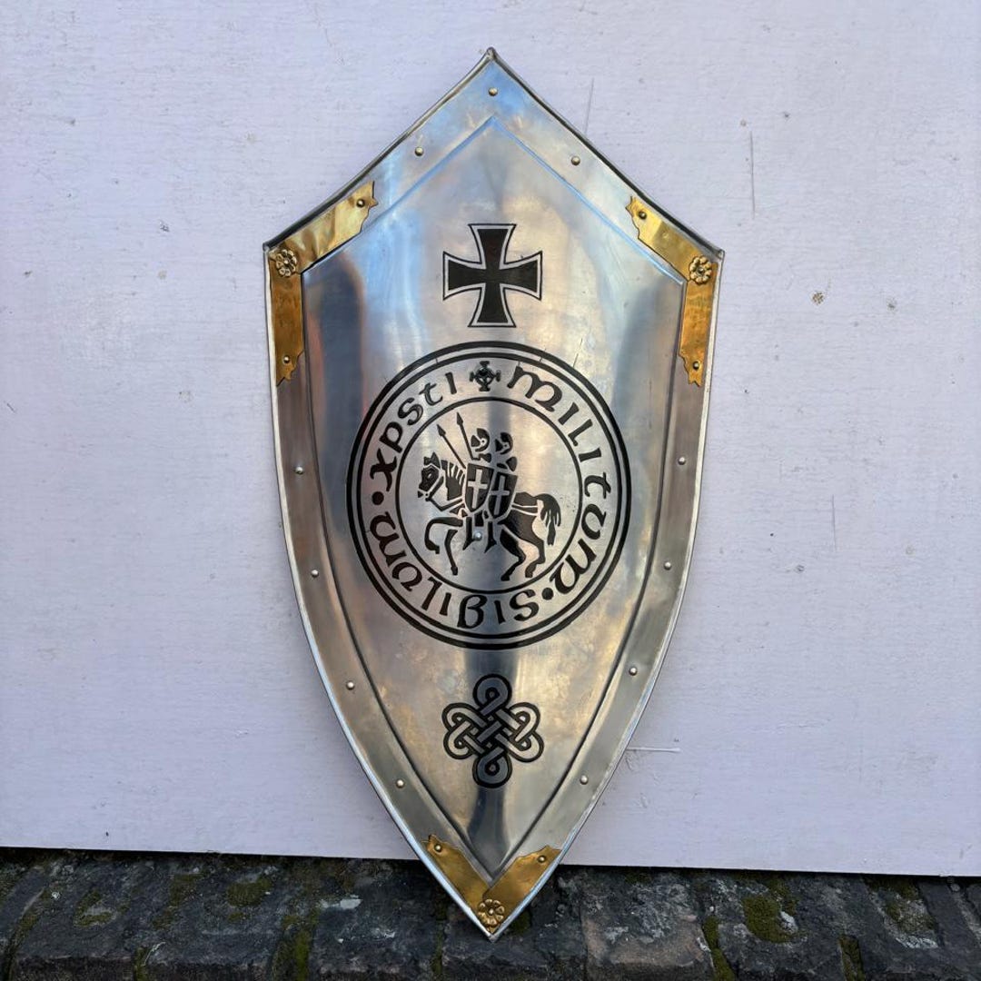 Medieval Templar Knight Shield: 18 Gauge Steel Battle-worn Crusader ...