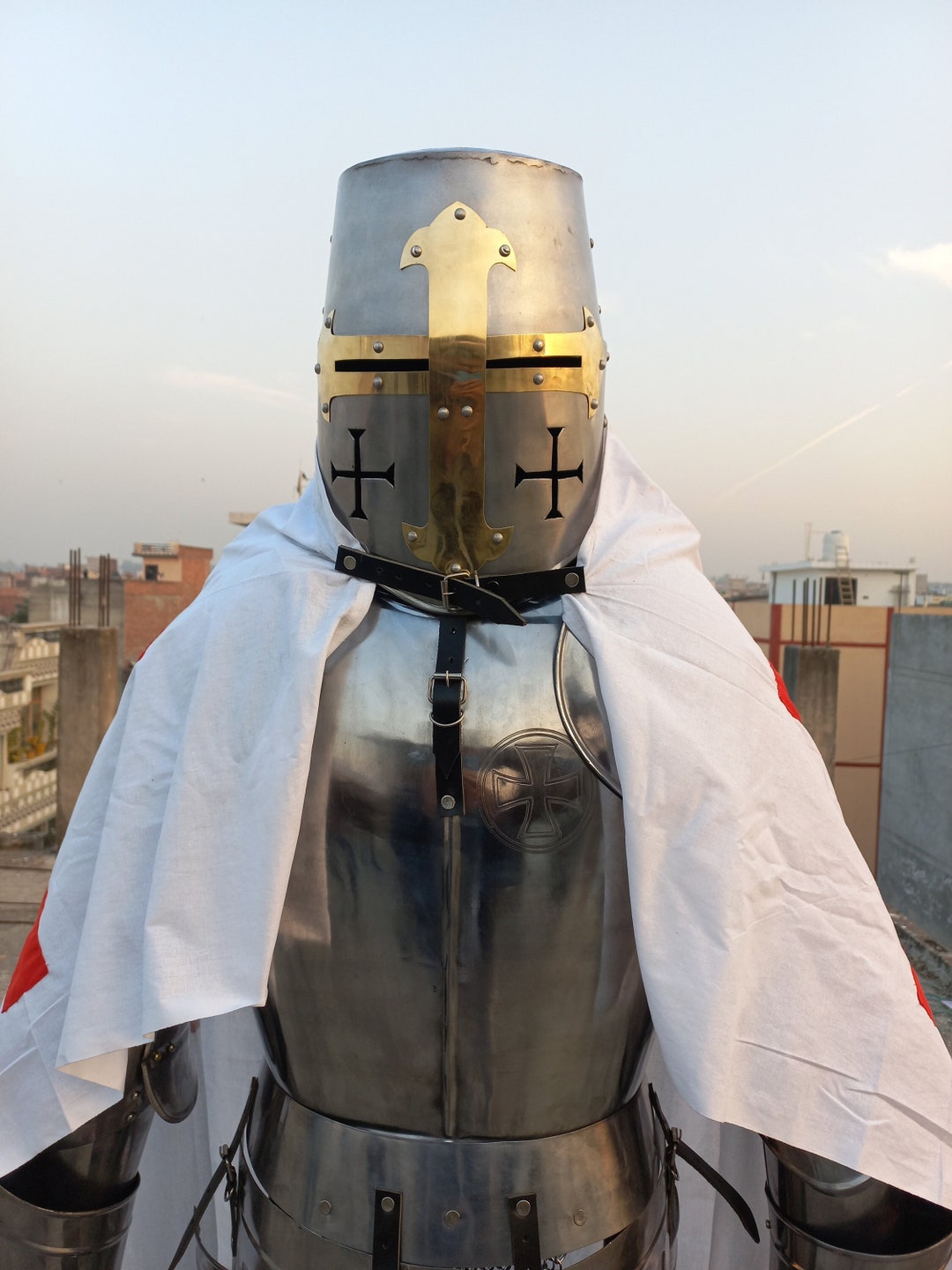 Medieval Knight Templar Armour Suit - Crusader Knight Armor With Wooden ...