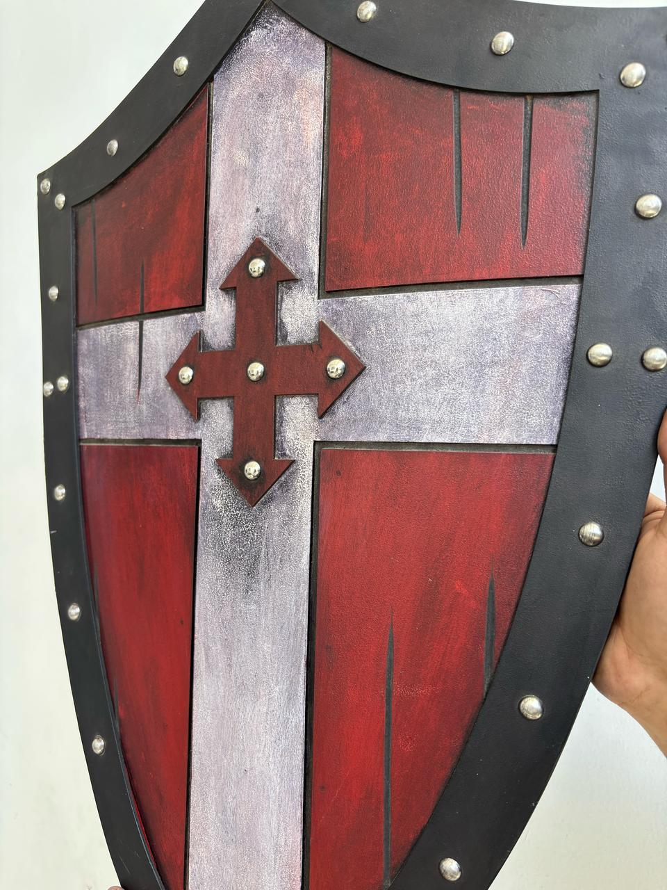 Medieval Handmade Wooden Templar Shield – Heater Cross Shield 24" - Etsy