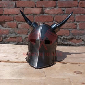 Medieval Barbute Horn Helmet Knight Wearable Helmet for Home Decor ...