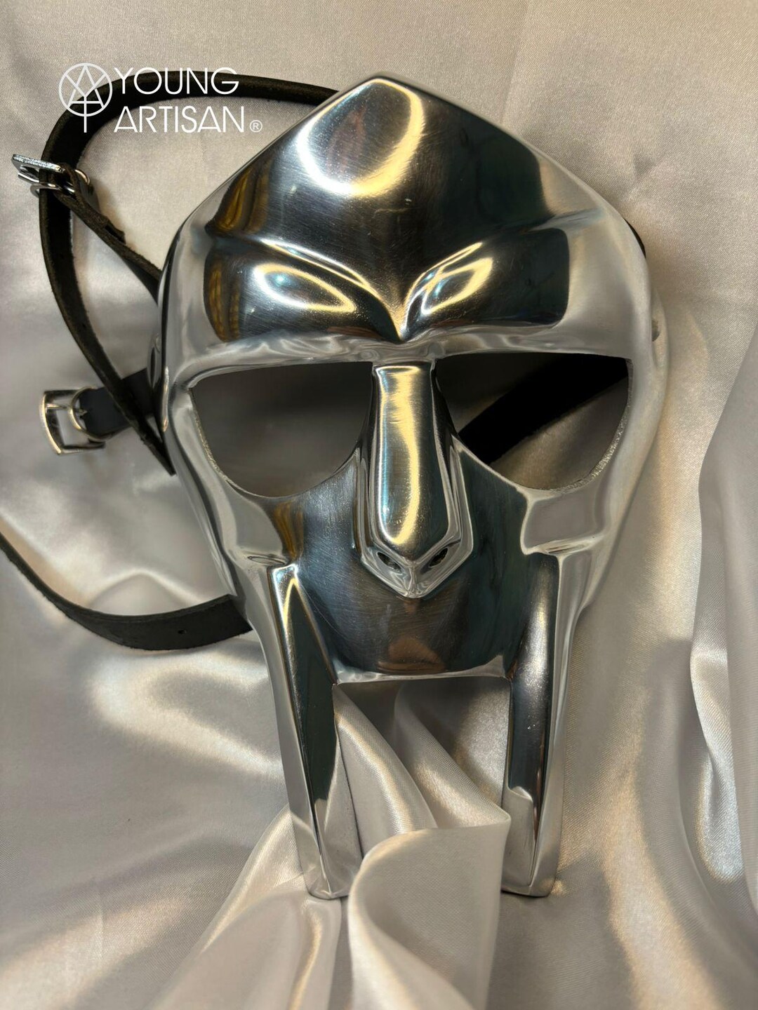 MF DOOM Mask Aluminum 9.75 X 8.25 Inches Adjustable Leather Straps ...