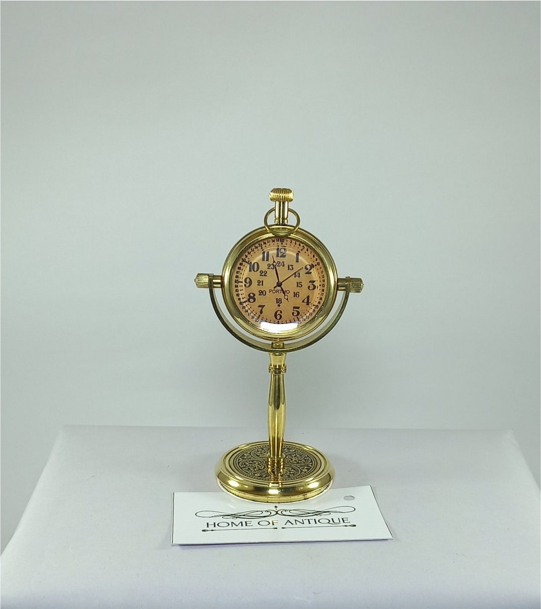 Vintage Brass Desk Clock by Home of Antique - Etsy