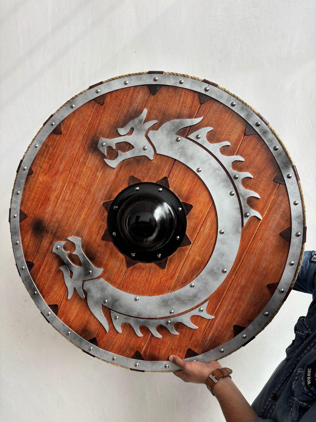 Medieval Handmade Wooden Shield – Dragon Round Shield 24" - Etsy