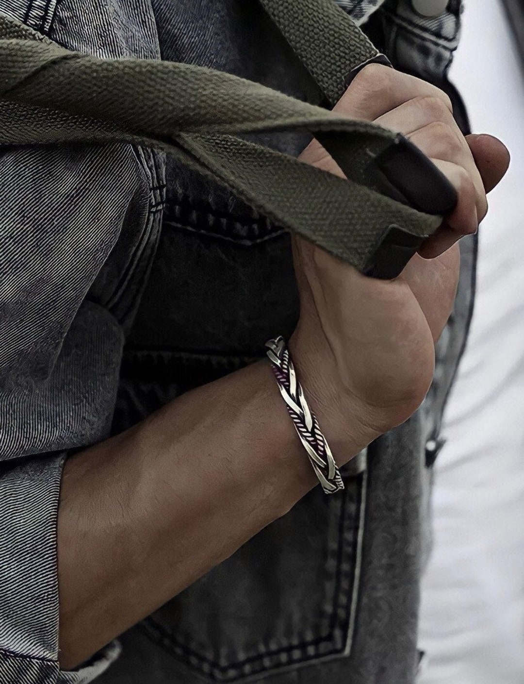 Best Seller Mens Viking Bracelet Weaved Bangle Boho Style Silver Bangle ...