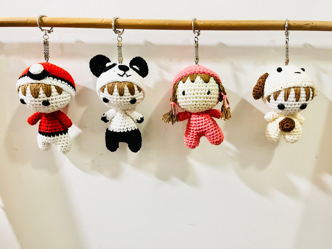 Crochet Keyring, Crochet Doll Keyring, Kokeshi Amigurumi, Crochet ...