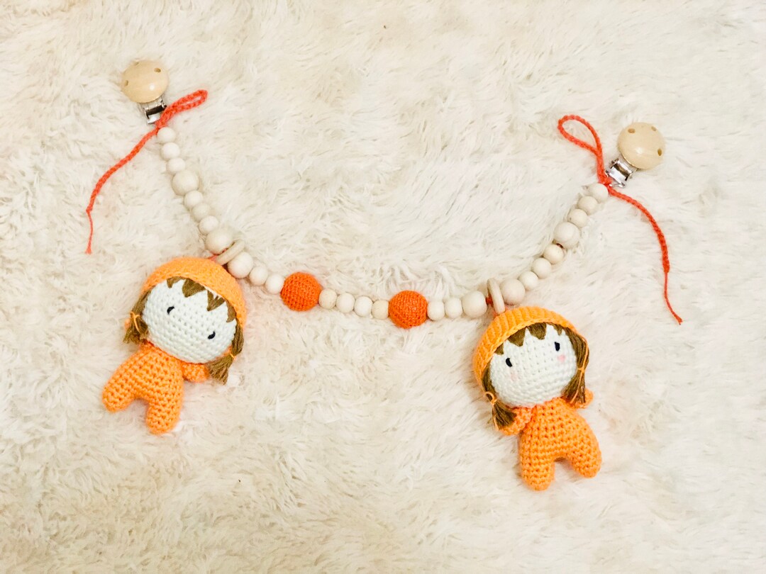 Baby Pram Clip, Stroller Chain, Doll Baby Pram Clip, Crochet Doll Pram ...