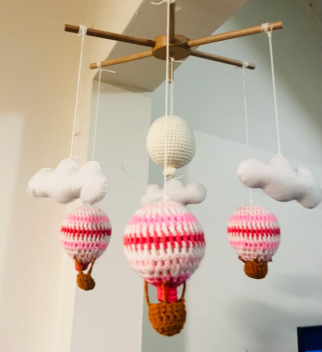 Hot Air Balloon Baby Mobile, Crochet HOT AIR BALLOON Baby Mobile ...