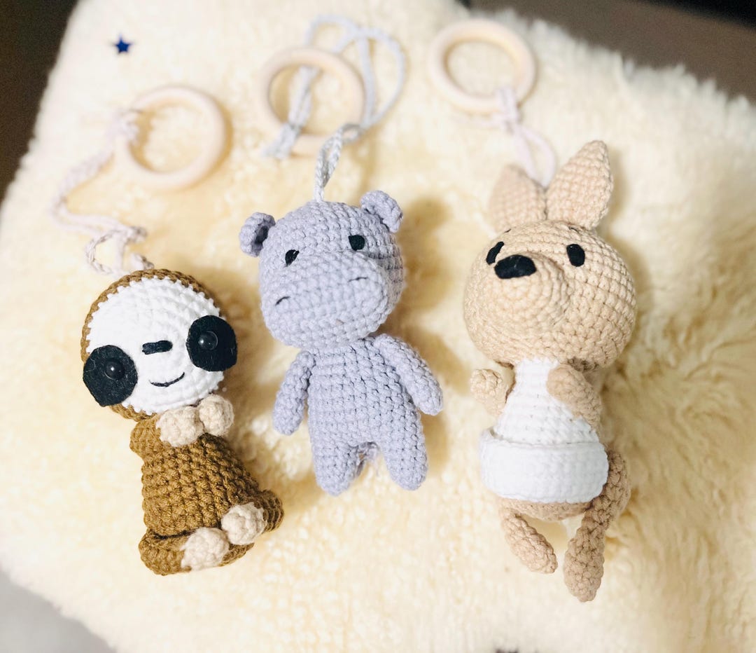SAFARI Baby Pram Clip, Crochet RHINO Baby Pram, Crochet ZEBRA Baby Gym ...